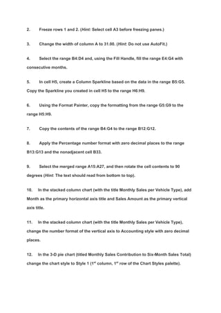 Excel 2016 | Module 3: SAM Project 1a Pick Up Motors | PDF