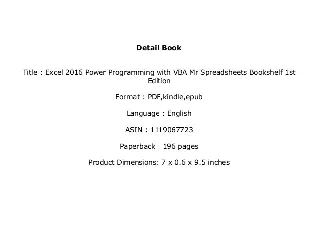 excel 2019 power programming with vba (mr. spreadsheet's bookshelf)