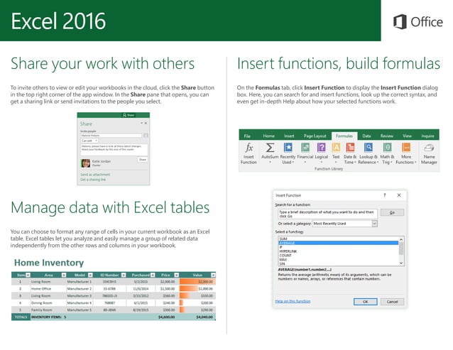 Excel 2016 quick start guide | PPT