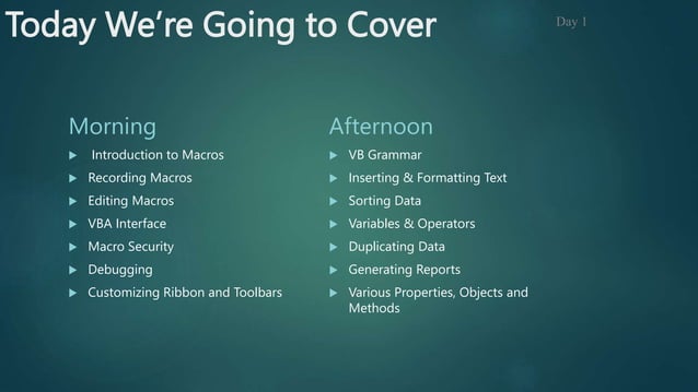 Excel 2016 VBA PPT Slide Deck - For Basic to Adavance VBA Learning | PPTX