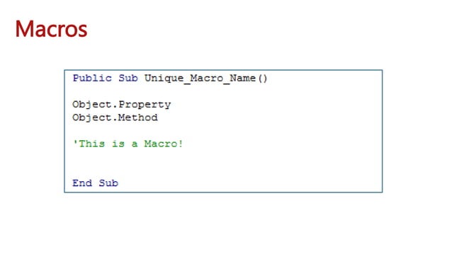Excel 2016 VBA PPT Slide Deck - For Basic to Adavance VBA Learning | PPTX
