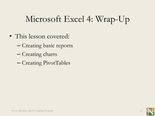 Excel Lesson 4: Report Generation | PPT