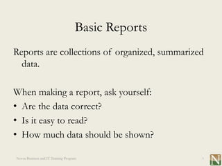 Excel Lesson 4: Report Generation | PPT