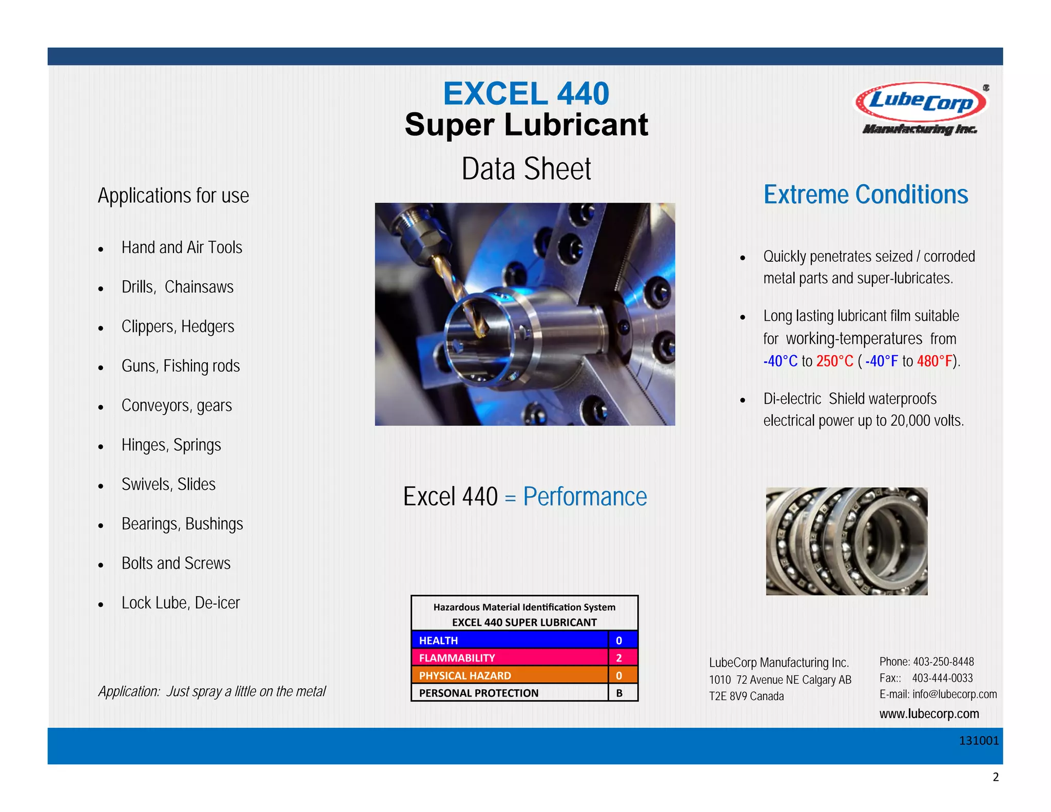 Excel 440 Super Lubricant Data Sheet | PDF
