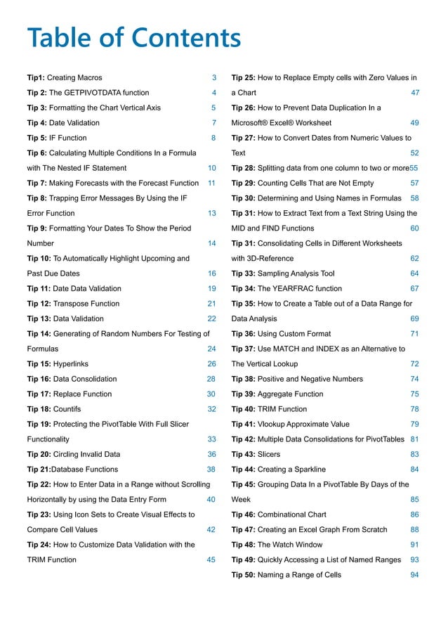 50 MS Excel Tips and Tricks | PDF