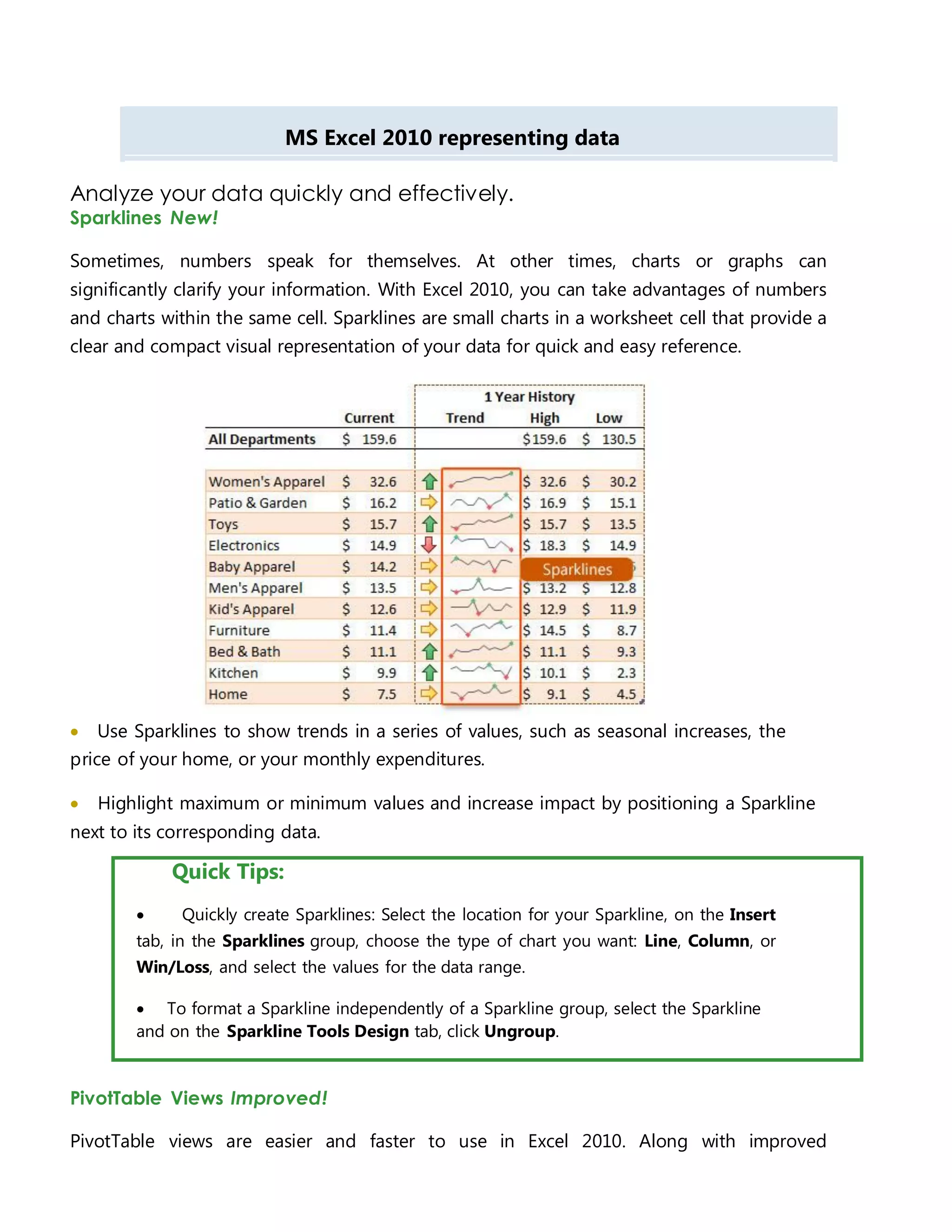 MS Excel 2010 tutorial 6 | PDF
