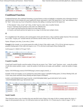 Excel advanced formulas and functions i-school tutorials | PDF