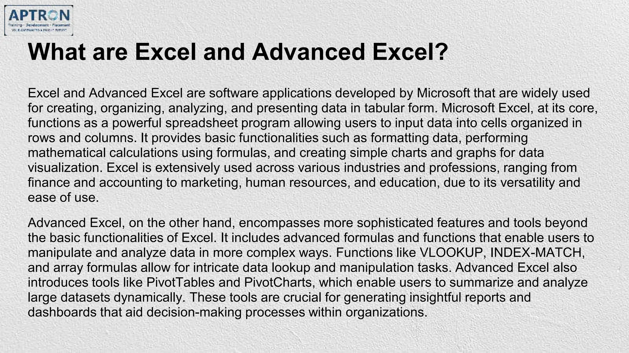 Excel and Advanced Excel Training in Noida.pptx