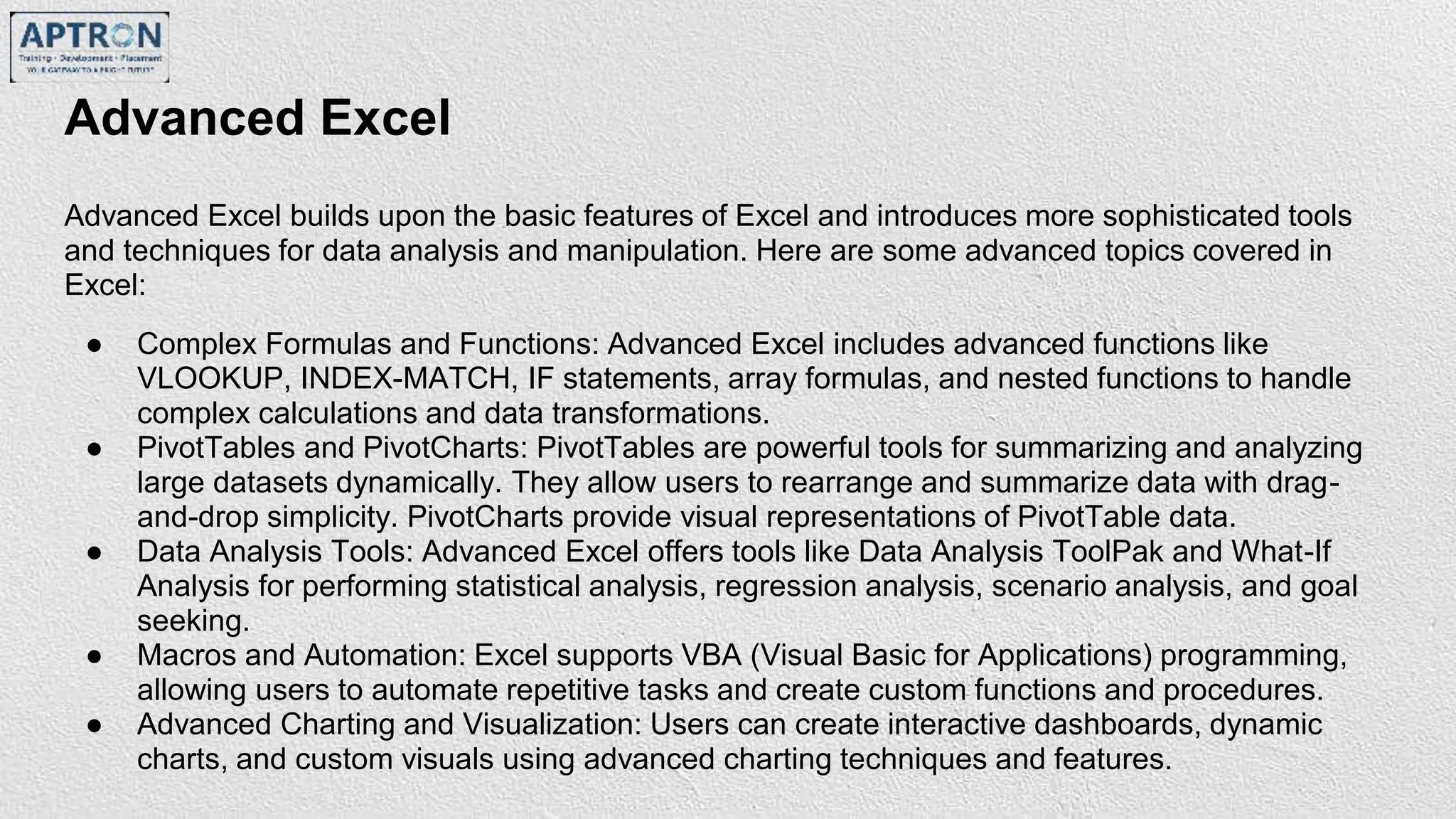 Excel and Advanced Excel Training in Noida.pptx