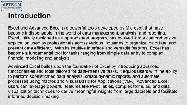 Excel and Advanced Excel Training in Noida.pptx
