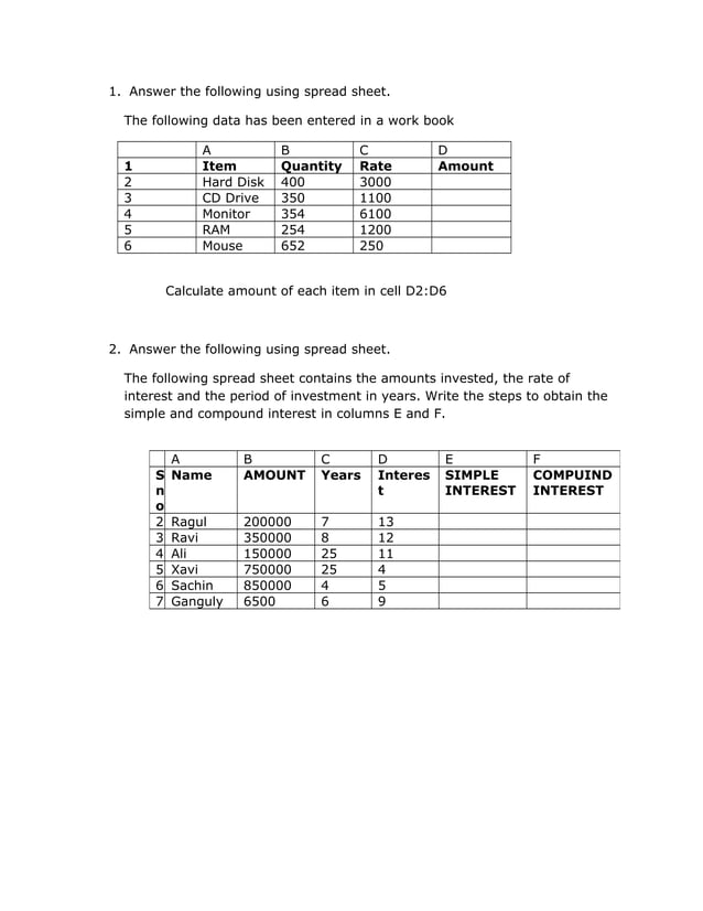 Excel assignment | PDF