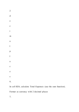 Excel Assignment 11.Create a projected profits worksheet usi | DOCX