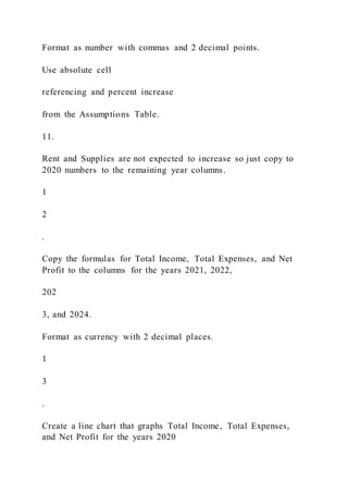 Excel Assignment 11.Create a projected profits worksheet usi | DOCX
