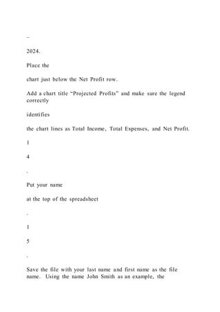 Excel Assignment 11.Create a projected profits worksheet usi | DOCX