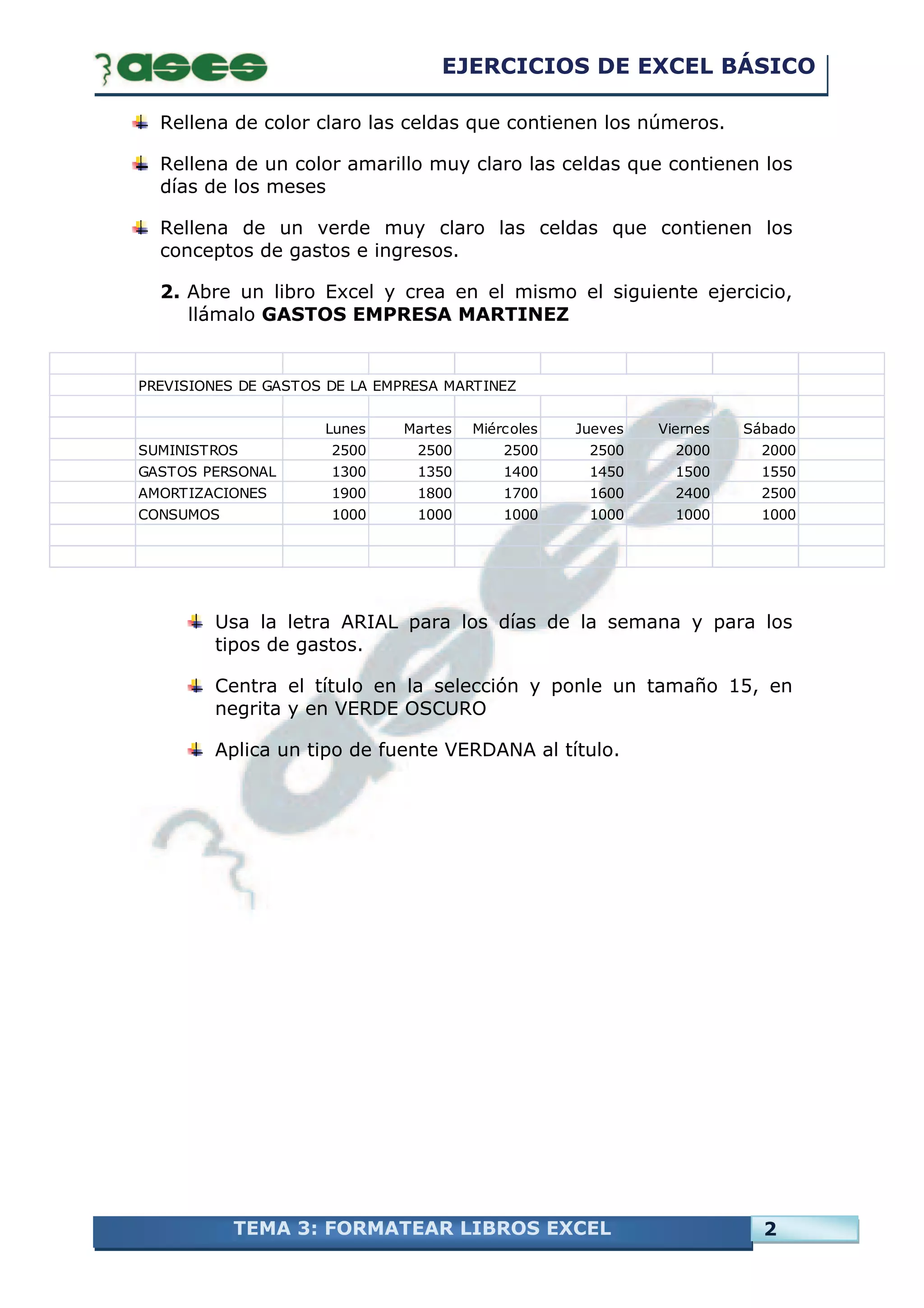 Excel basico ejercicios | PDF