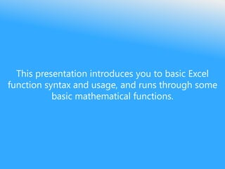 Excel Basics presentation for every working professionals | PPT