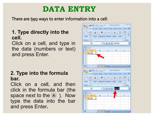 To learn Basic Excel - Data Entry, Formulas and Functions | PPT | Science