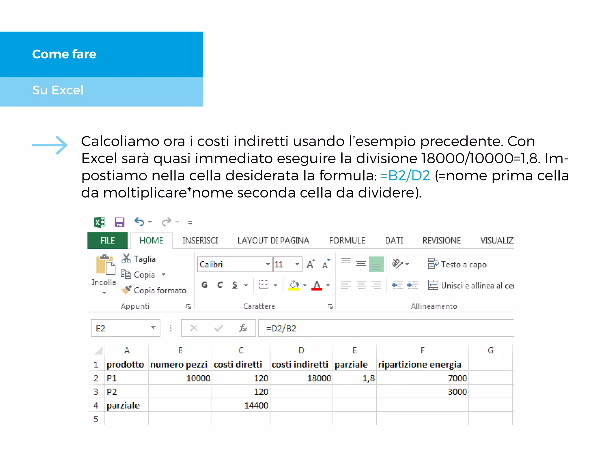 Excel: calcolare il costo del prodotto | PDF