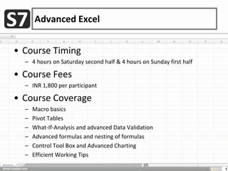 Excel course details | PPT