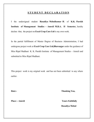 Excel crop care ltd | DOCX
