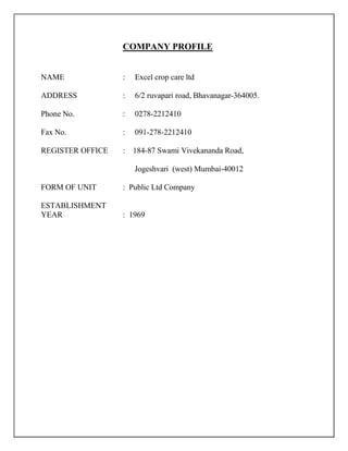 Excel crop care ltd | DOCX