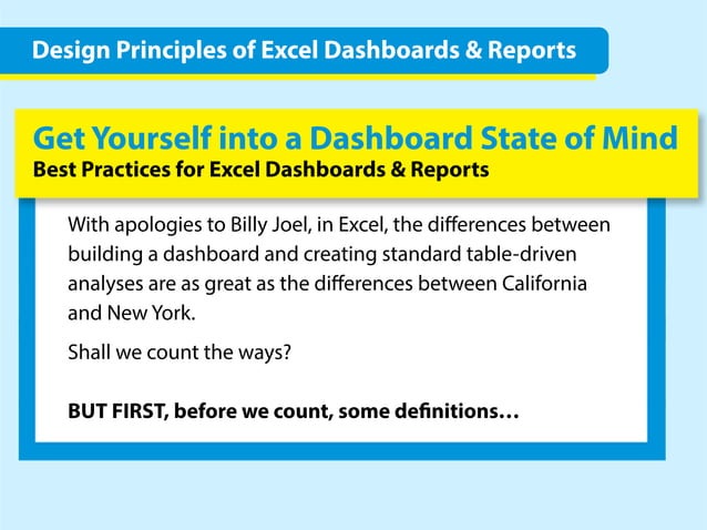 Design Principles of Excel Dashboards & Reports | PDF