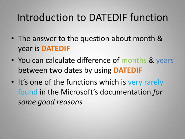 Excel DATEDIFF Function | PPT