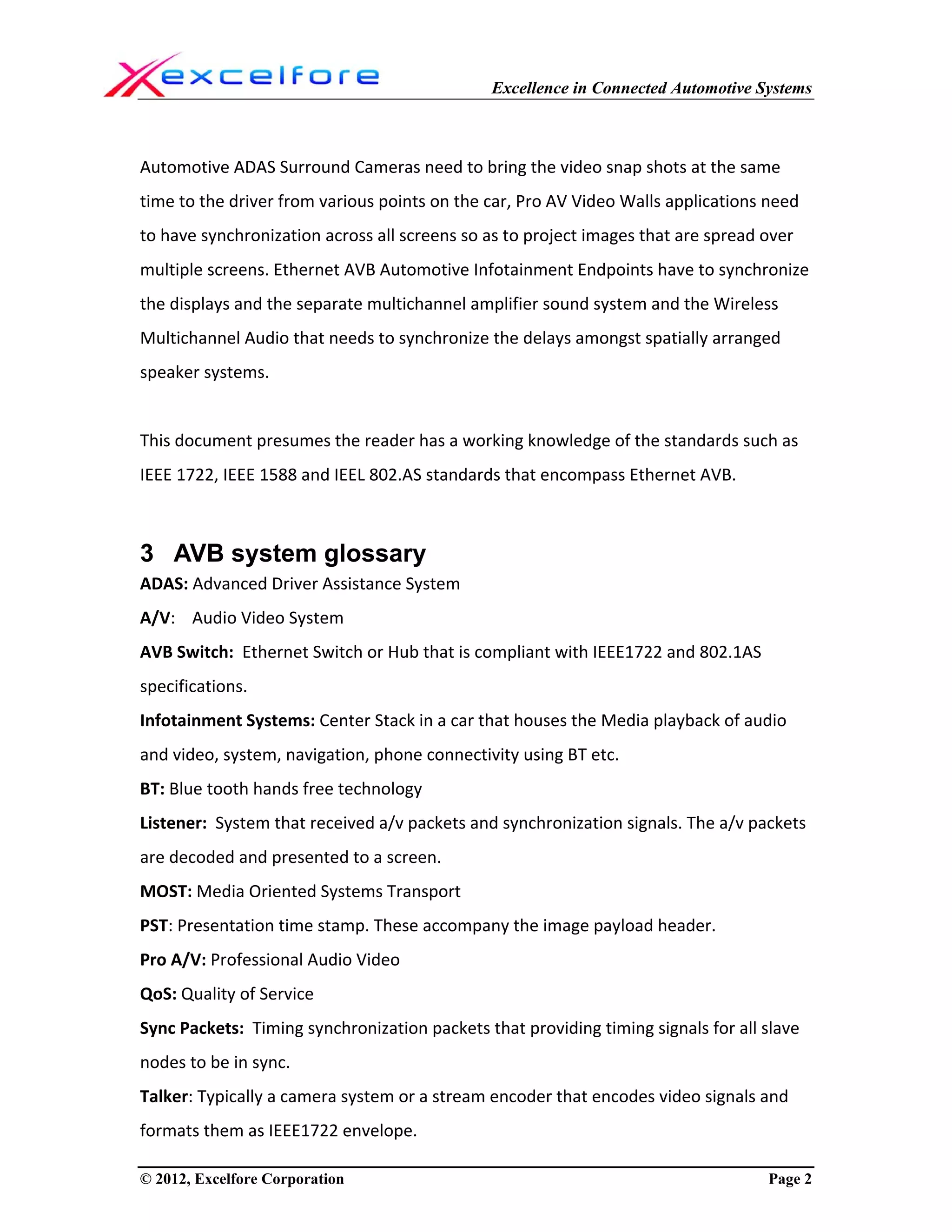 Excelfore Ethernet AVB Software Architecture on ARM Cortex SOCs (White Paper) | PDF