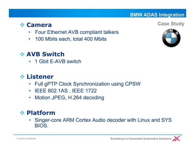 Excelfore releases Full Ethernet AVB Stack for ADAS and Infotainment Endpoints at CES 2014 | PDF