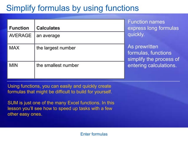 Excel formulas with-example-narration | PPTX