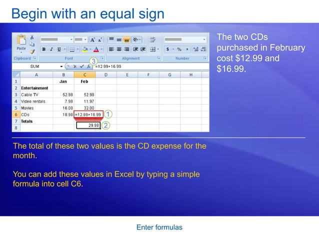 Excel formulas with-example-narration | PPTX