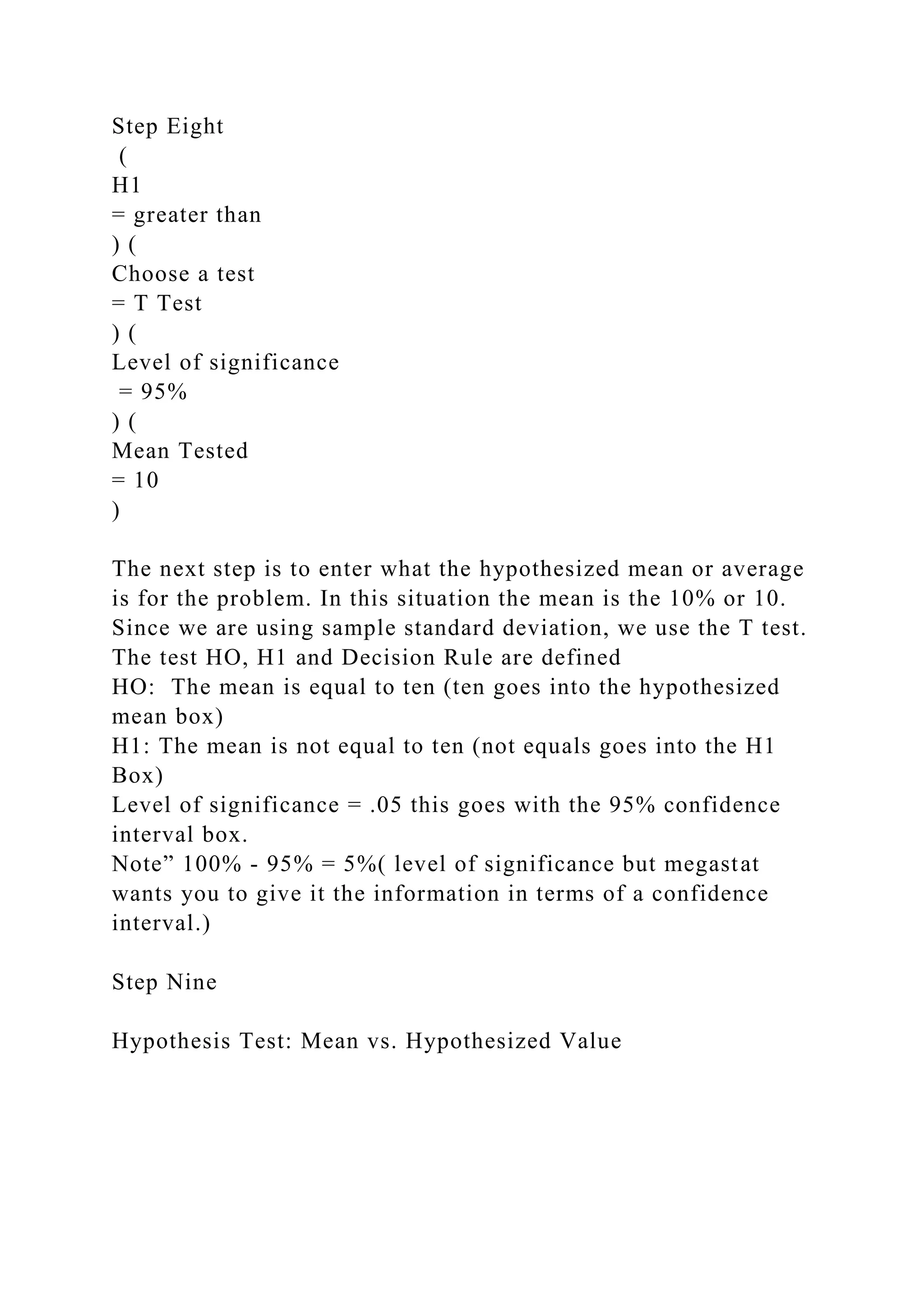 Excel for Single Mean Hypothesis TestSituation I am looking .docx ...