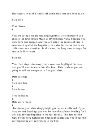 Excel for Single Mean Hypothesis TestSituation I am looking .docx