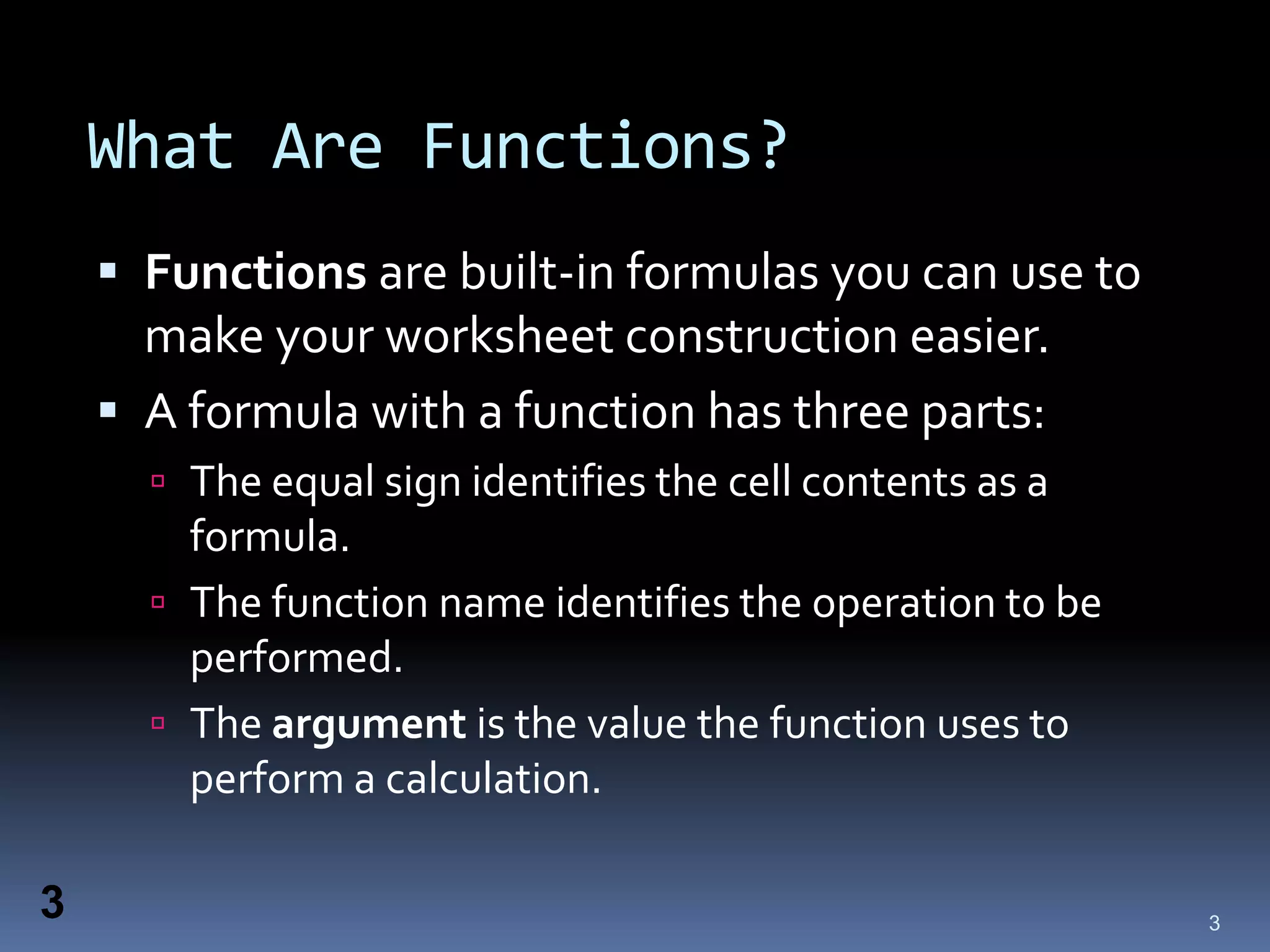 Excel functions | PPT