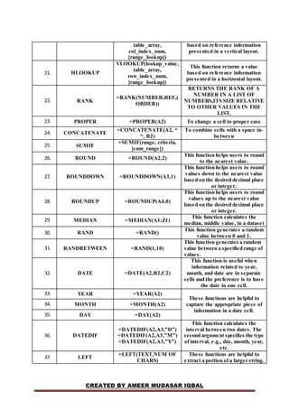 MS Excel functions | PDF