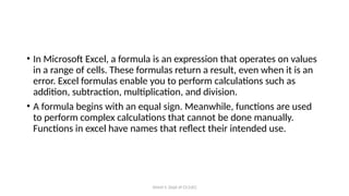 Basic Excel Functions available in MS Excel | PPTX