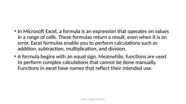 Basic Excel Functions available in MS Excel | PPT