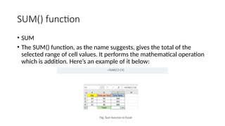 Basic Excel Functions available in MS Excel | PPT