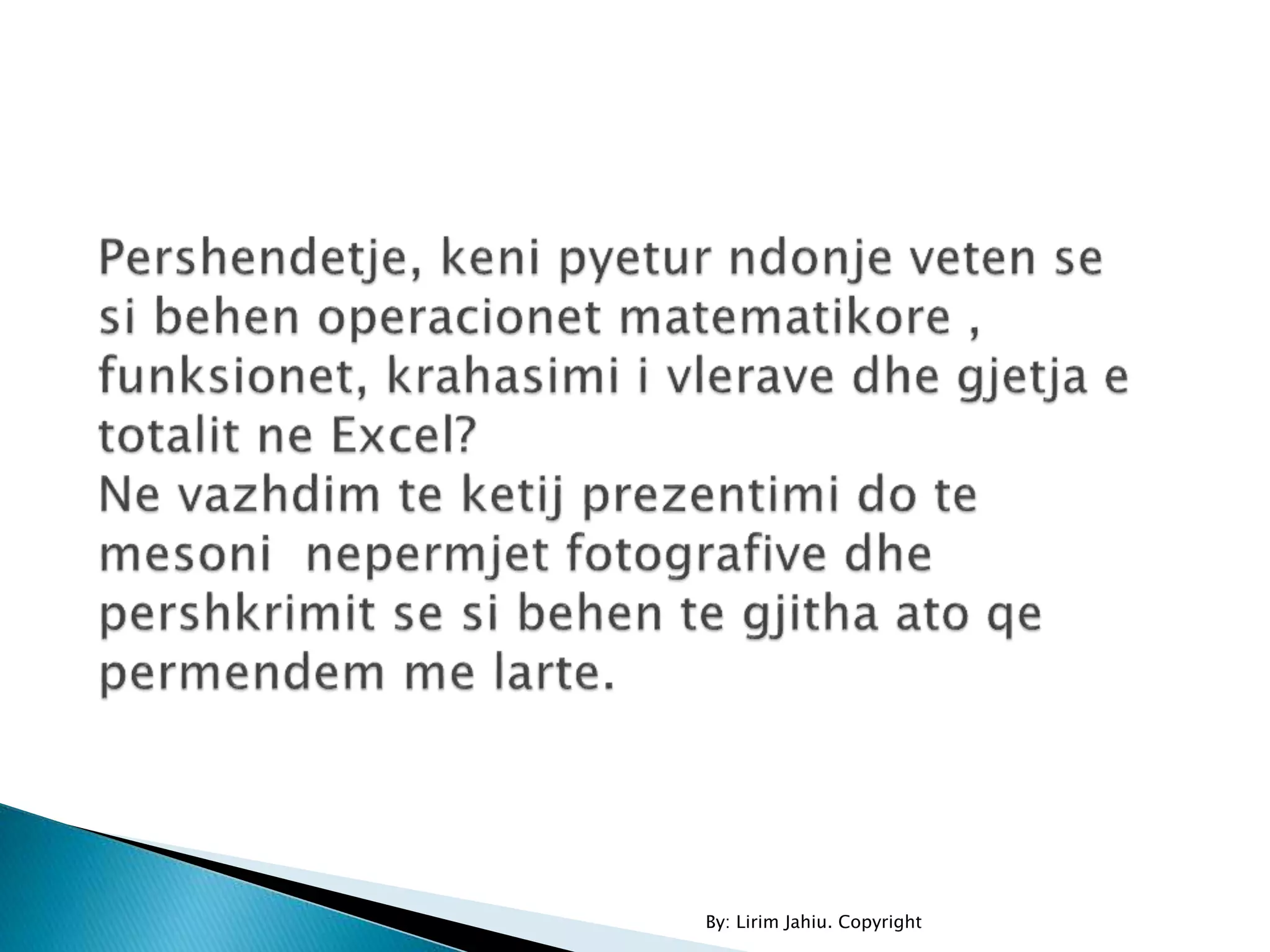 Microsoft Office Excel , Funksionet (Sum,Sumif,Sumifs),Operacionet ...
