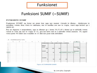Microsoft Office Excel , Funksionet (Sum,Sumif,Sumifs),Operacionet ...