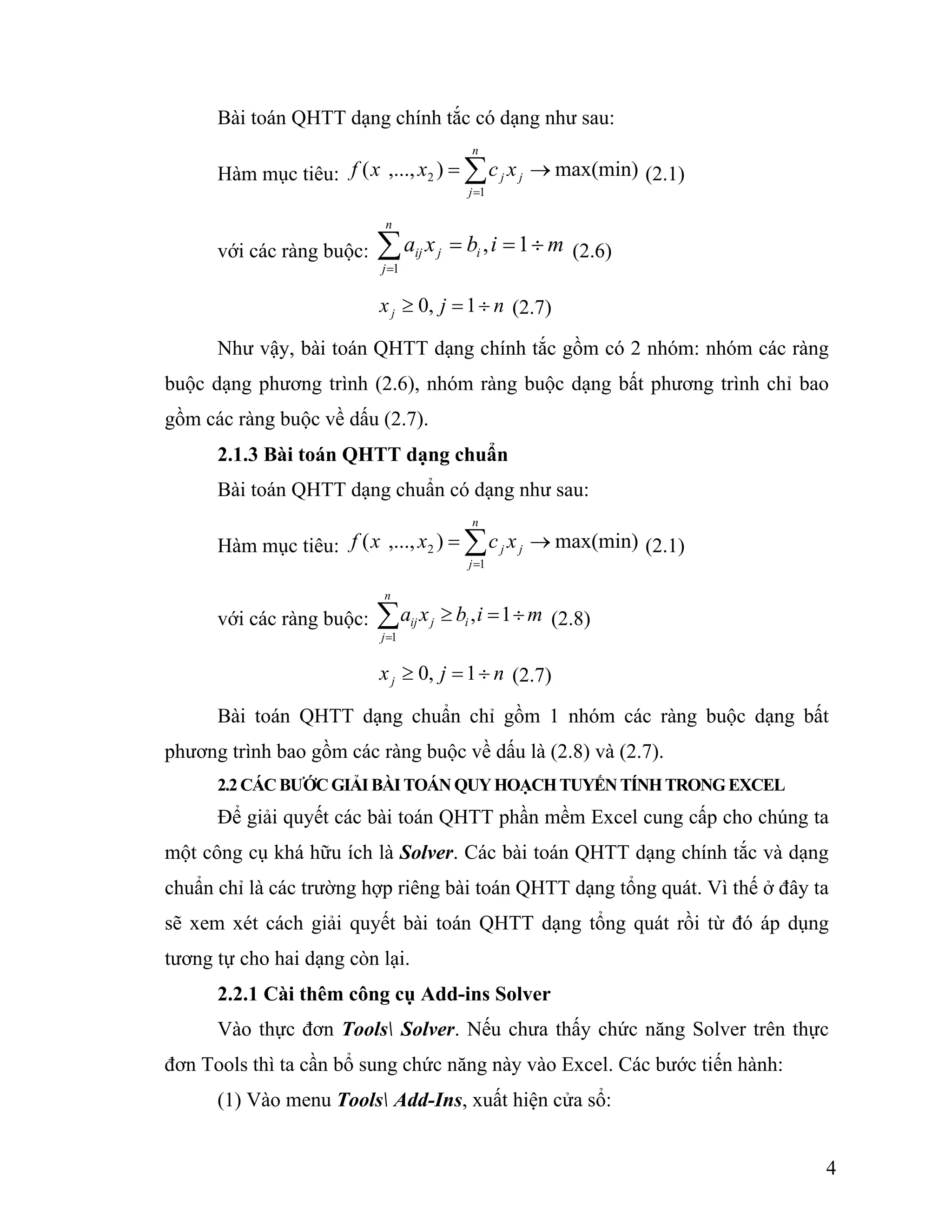 Excel giai bai toan qhtt | PDF