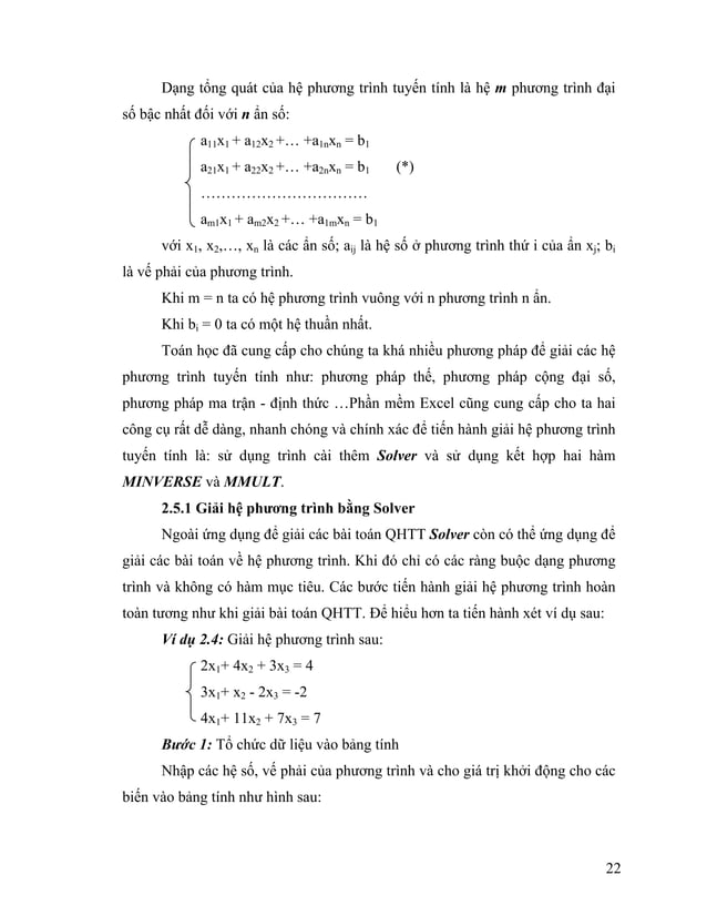 Excel giai bai toan qhtt | PDF