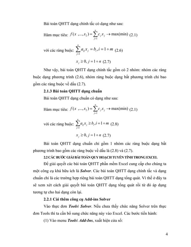 Excel giai bai toan qhtt | PDF