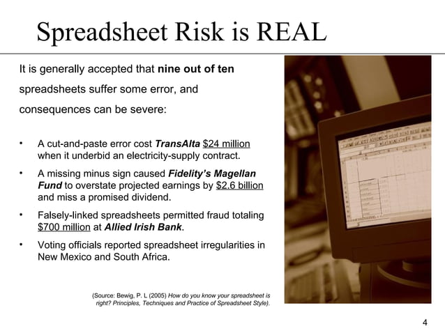 Excel In Managing Spreadsheet Risk Presentation | PPT