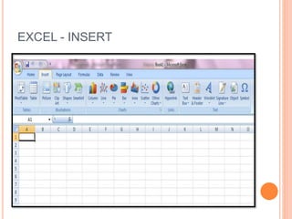 Excel программын insert цэс | PPTX