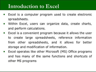 Excel introduction | PPT