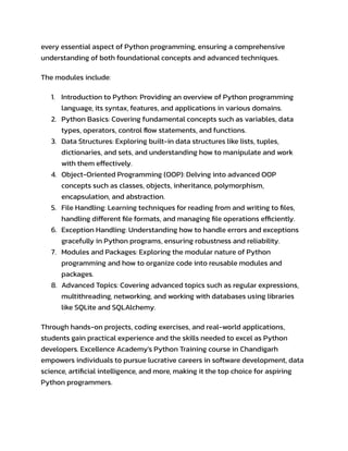 EXCELLENCE ACADEMY a number 1 academy in Chandigarh. | PDF