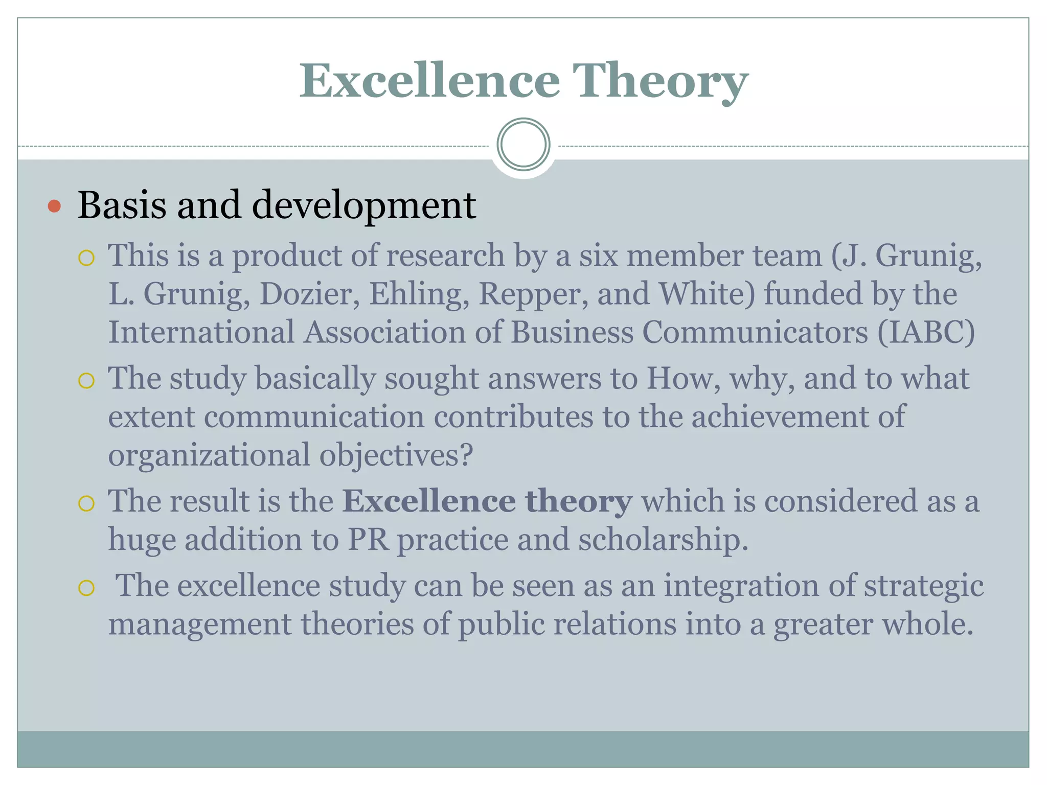 Theorical basis: Excellence, Critical and Rhetorical theories in Public ...