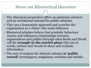 Theorical basis: Excellence, Critical and Rhetorical theories in Public ...