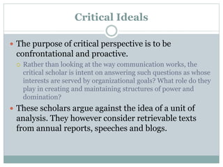 Theorical basis: Excellence, Critical and Rhetorical theories in Public ...